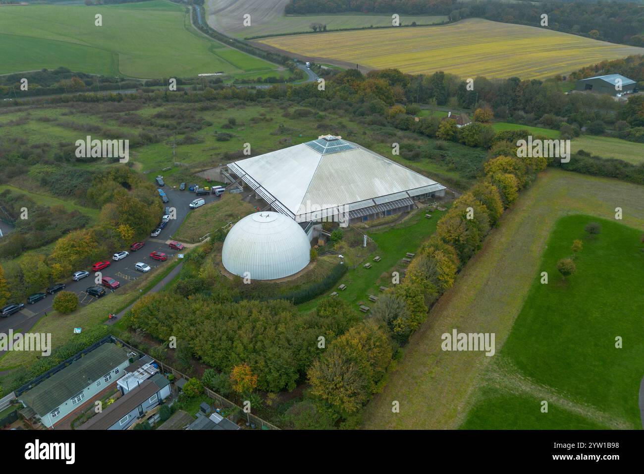 Aerial view of the Winchester Science Centre & Planetarium, Winchester ...