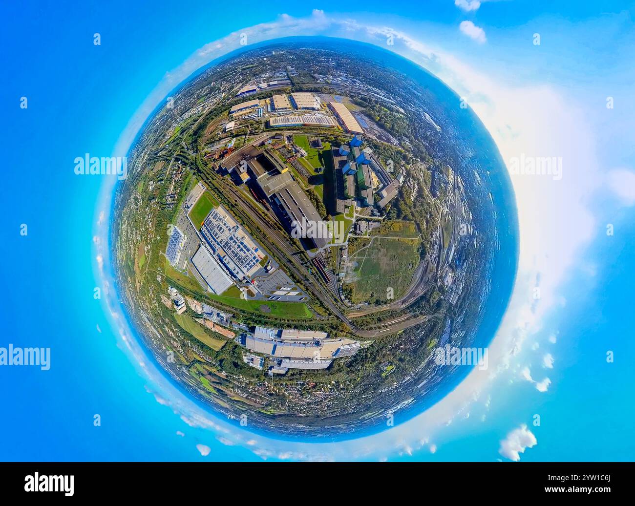 Aerial view, thyssenkrupp Steel factory premises, industrial area ...
