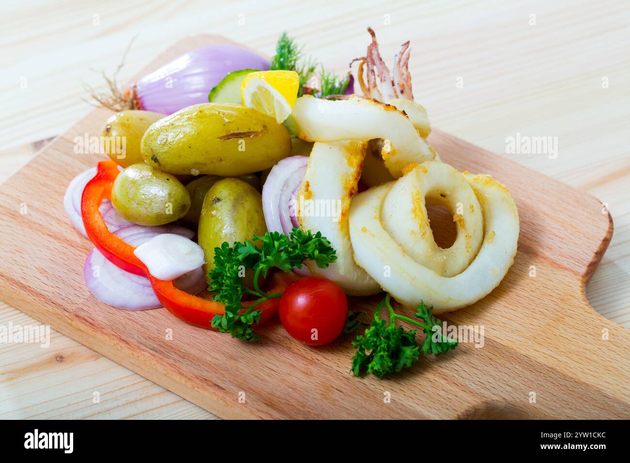 Squid salad potatoes black hi-res stock photography and images - Alamy