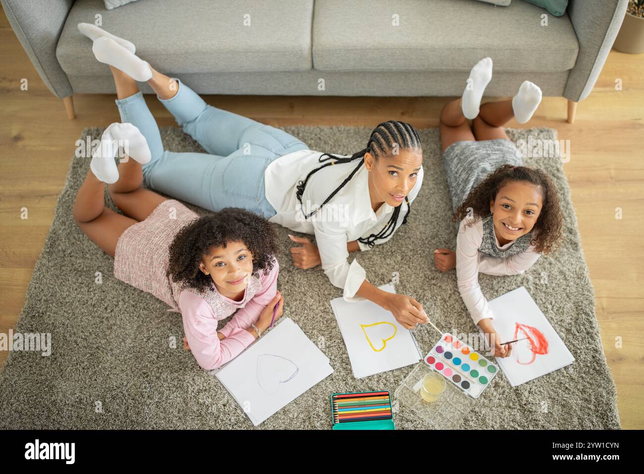 Family bonding time with creativity and art in a cozy home setting ...