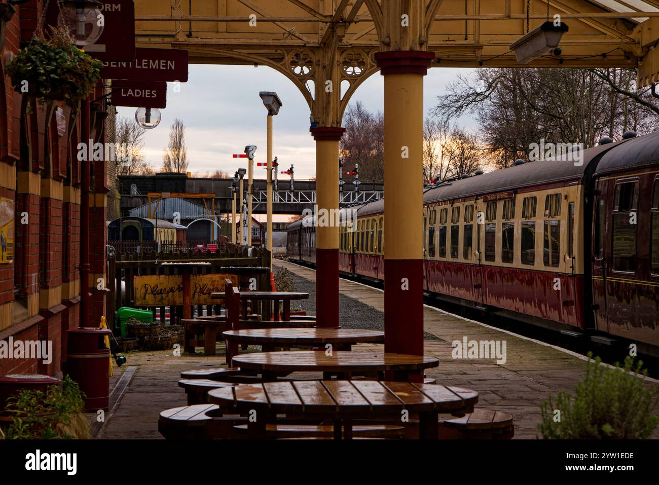 Winter evening at Bury Bolton Street Station, Bury, England Stock Photo ...