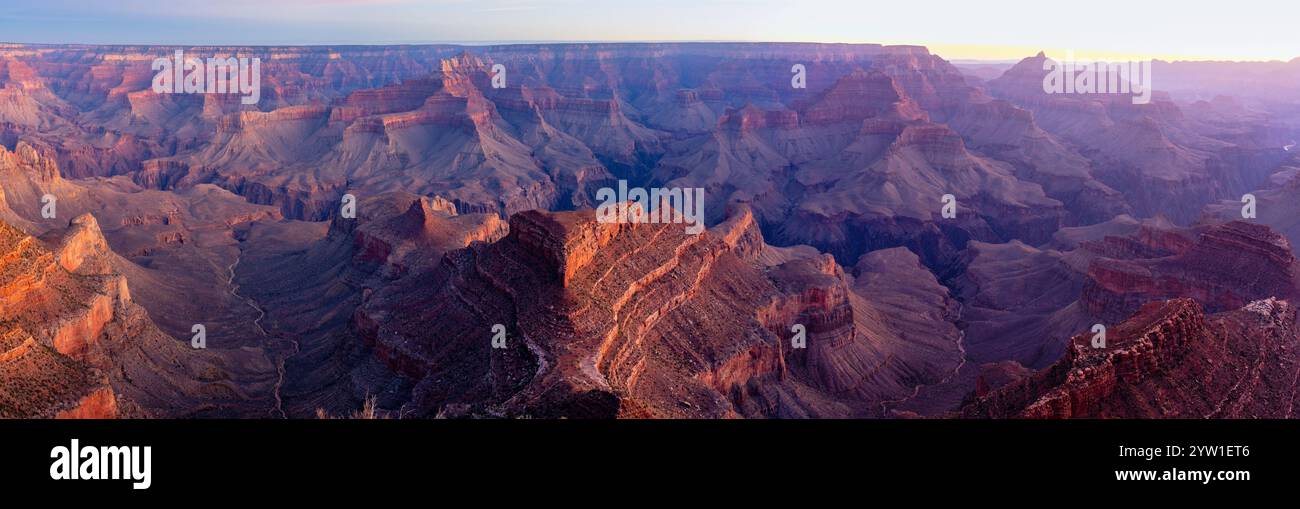 Sunrise over the Grand Canyon from Shoshone Point; Grand Canyon National Park, Tusayan, Arizona ...