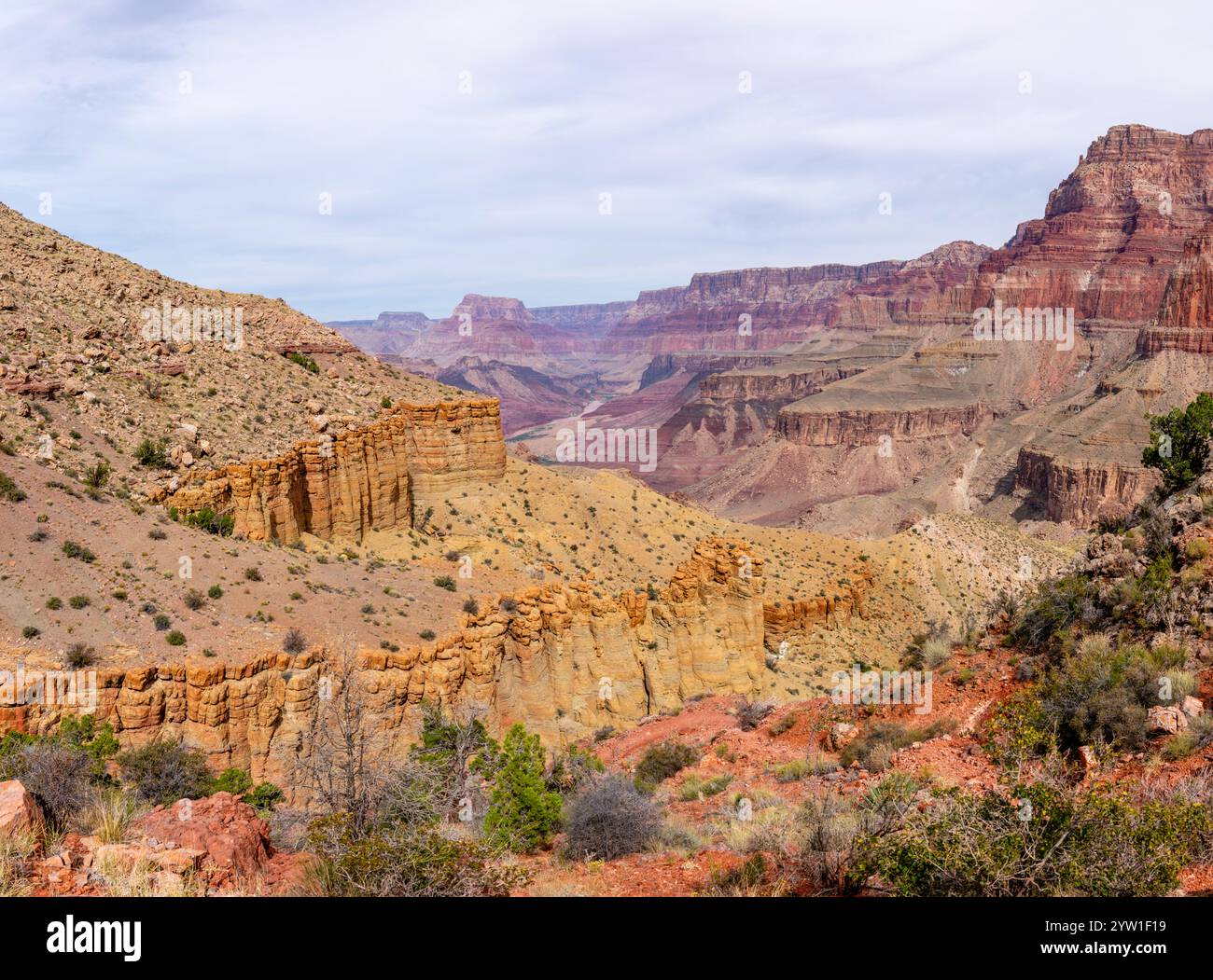 Morning panoramic photograph over the Grand Canyon from Tanner Trail ...