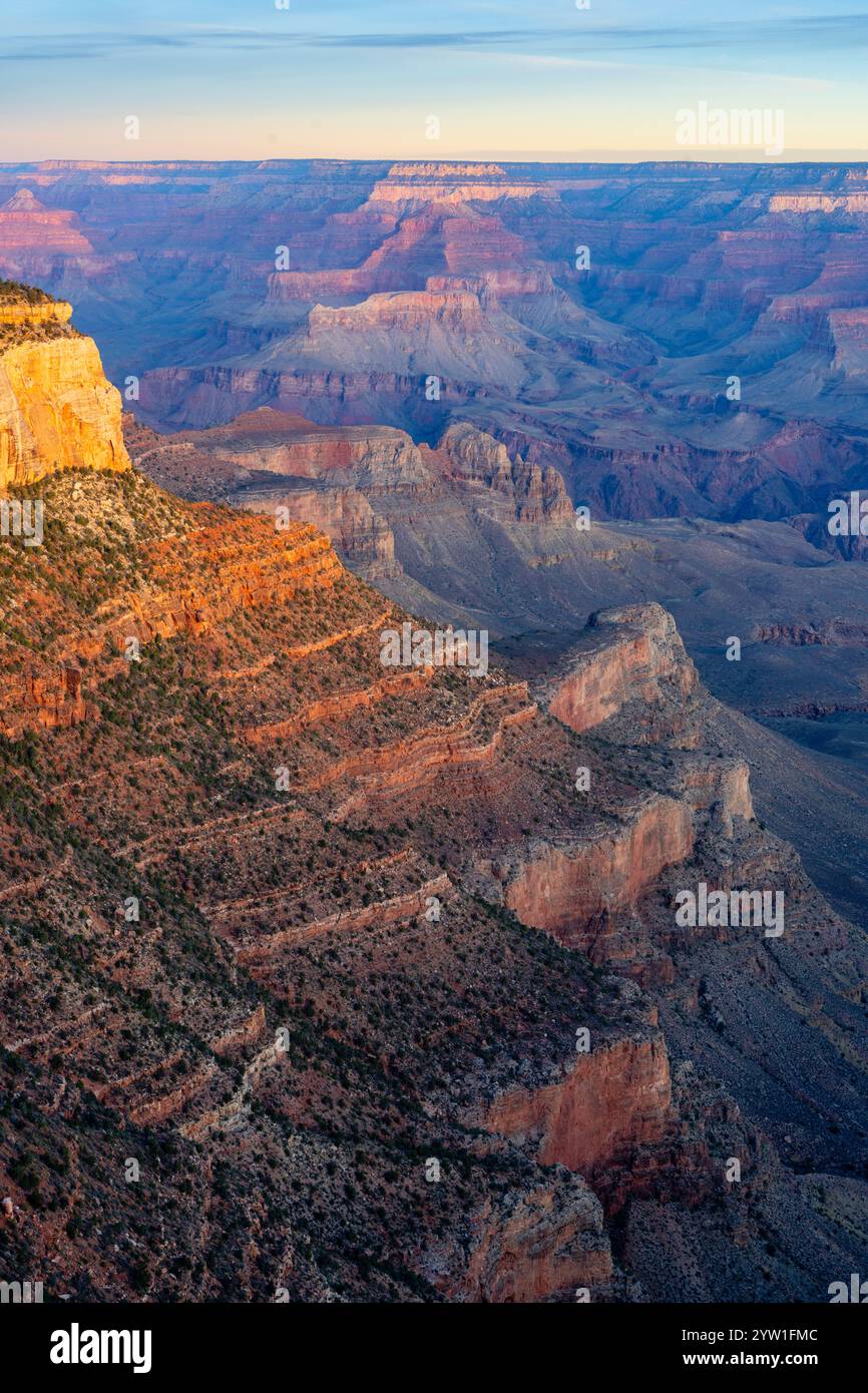 Sunrise over the Grand Canyon from Shoshone Point; Grand Canyon National Park, Tusayan, Arizona ...