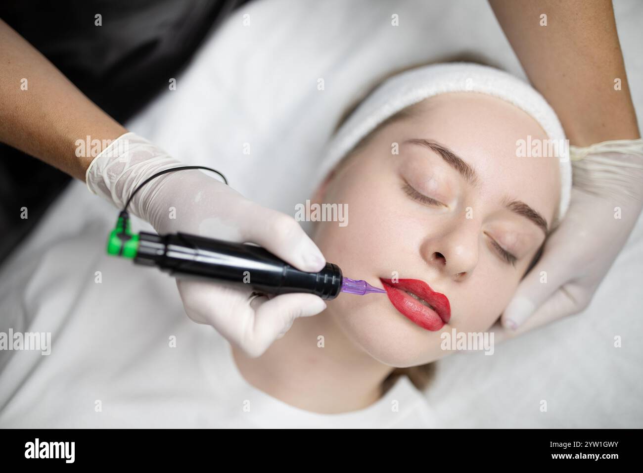 Permanent lip makeup procedure in hi-res stock photography and images ...