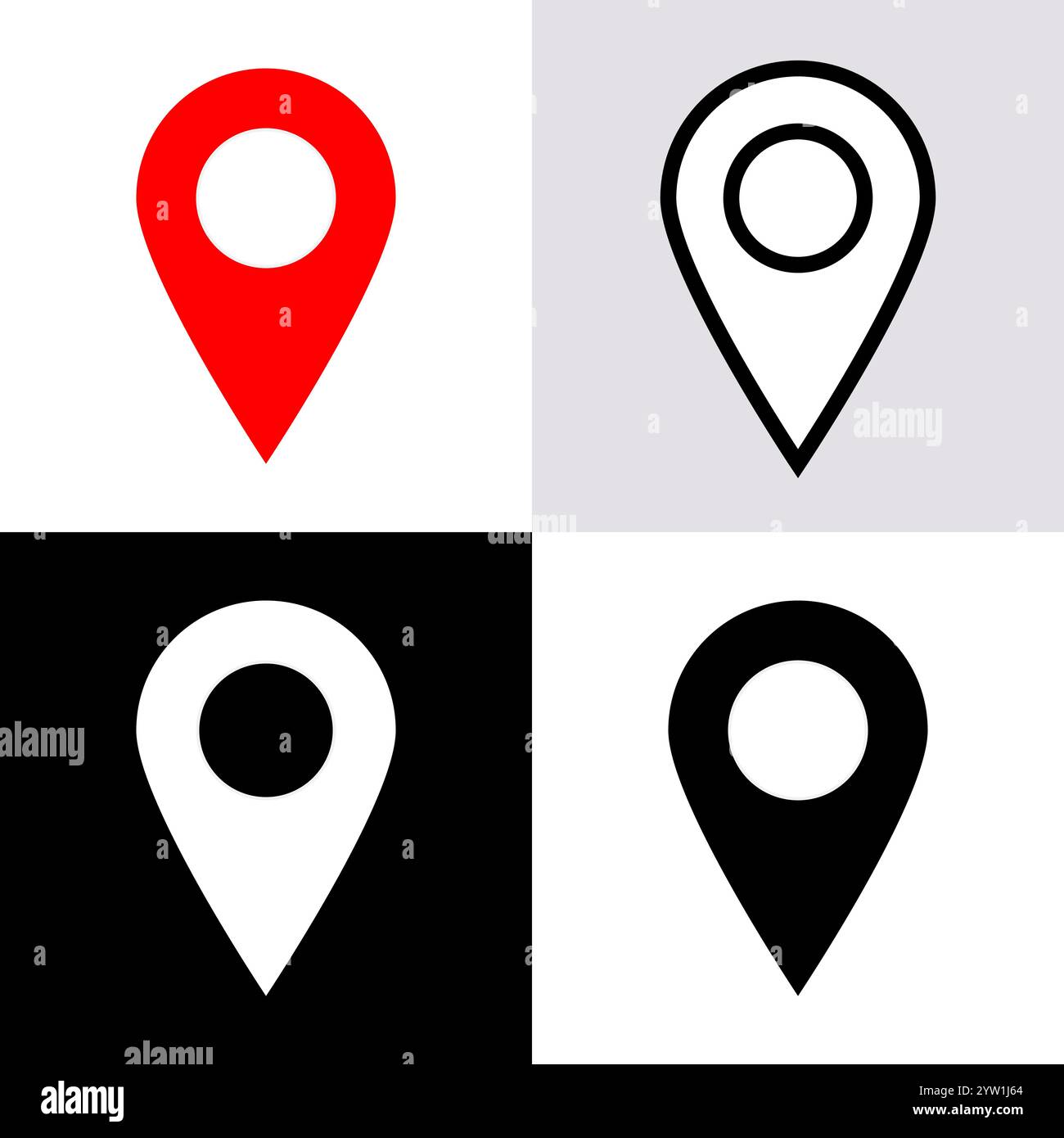 Set of map pin location icons. Navigation icon. Flat design. Vector ...