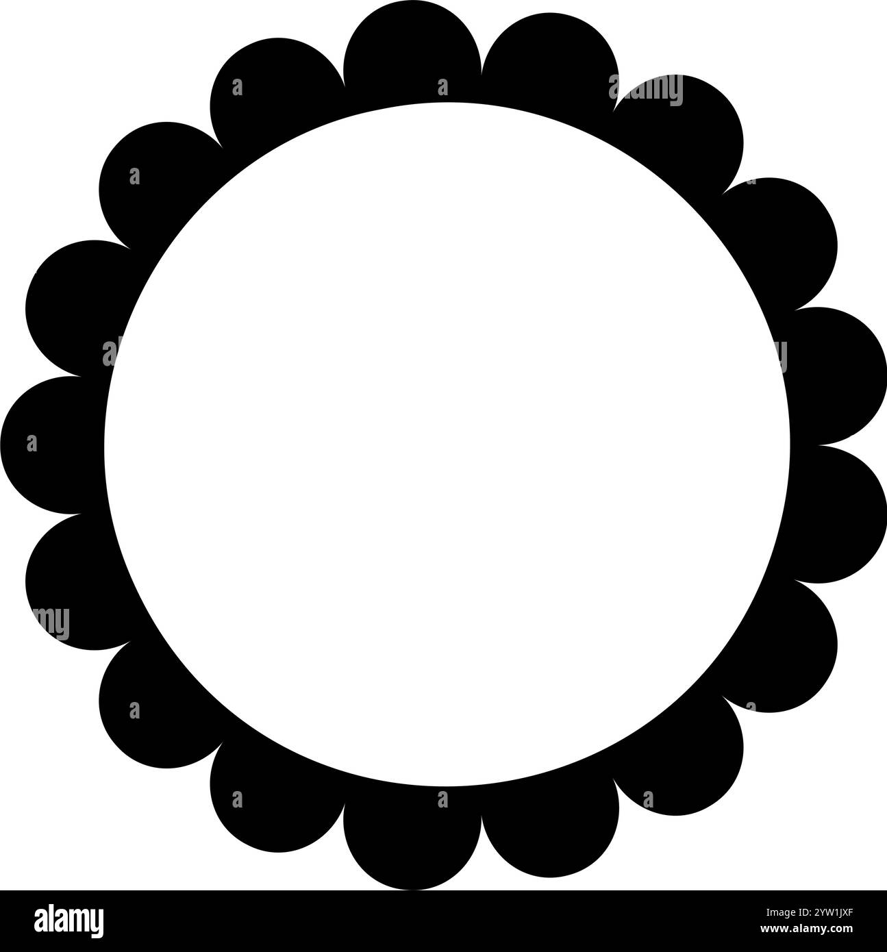 Round frame with scallop borders. Tag, label, text box or sticker ...