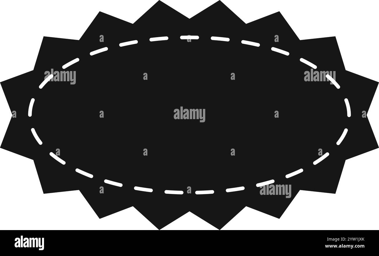 Oval shape with zigzag borders and stitch line. Empty price, discount ...