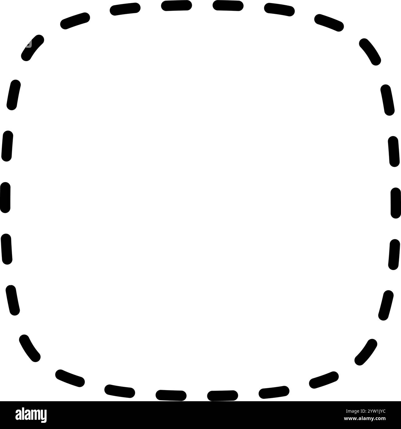 Dashed squircle or square with rounded borders. Simple dotted geometric ...