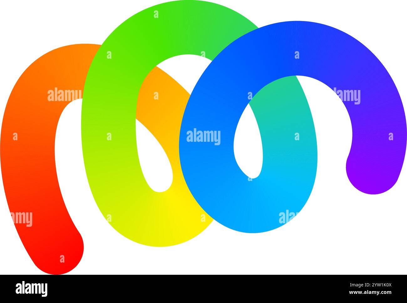 Rainbow colored curvy line isolated on white background. Cool colorful ...