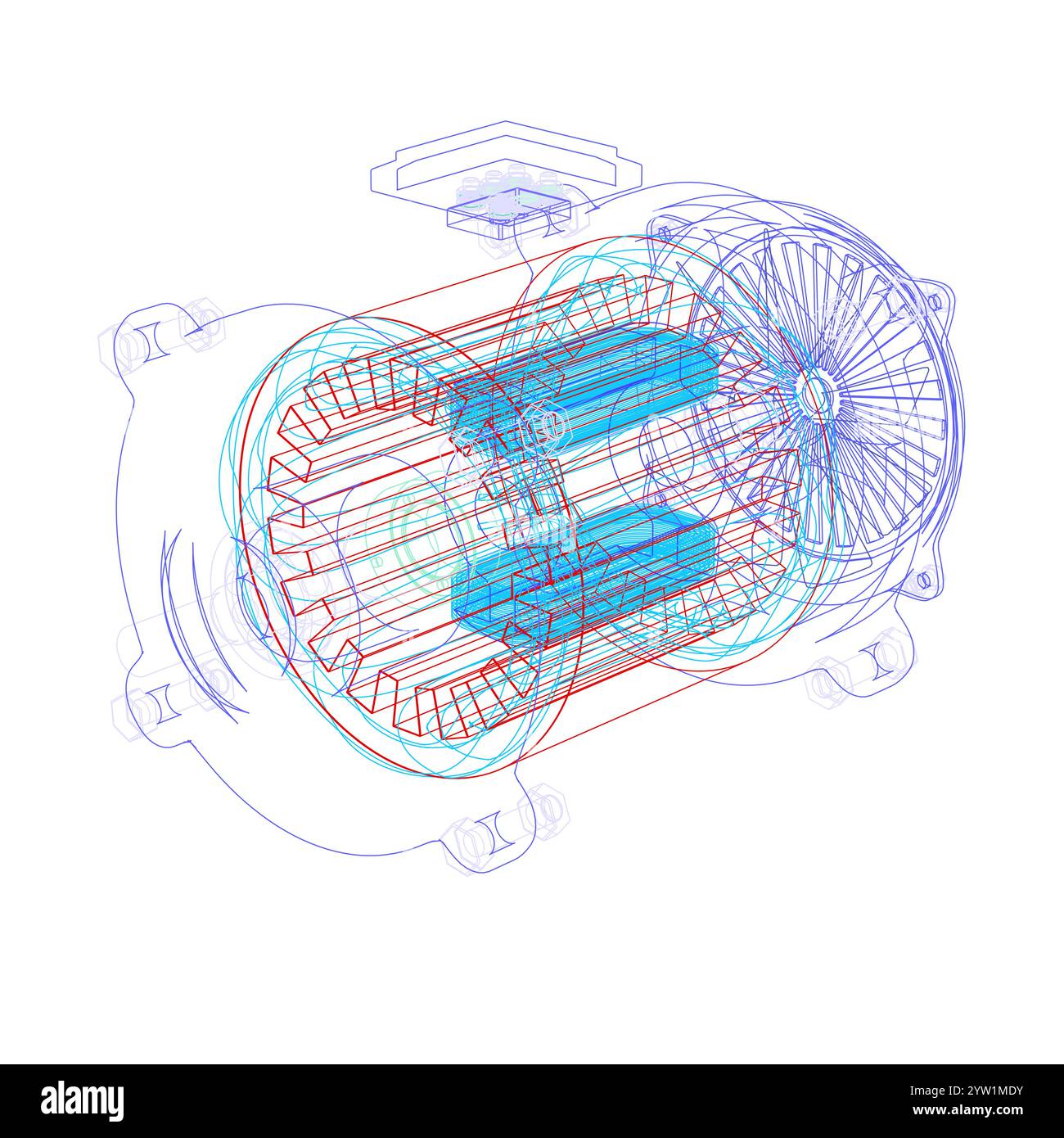 Contour electric motor icon on white background. Vector illustration ...