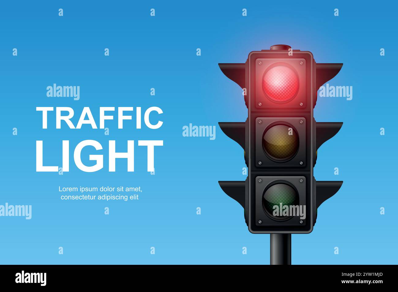 Vector Realistic Traffic Light with Red Light On. Pedestrian Signal in ...