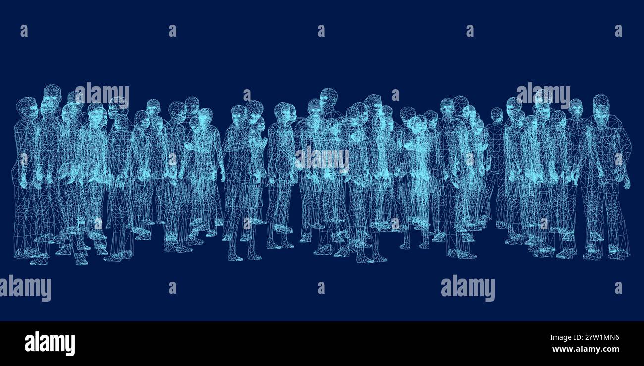 Group of people. Crowd of people wireframe. Vector illustration Stock ...
