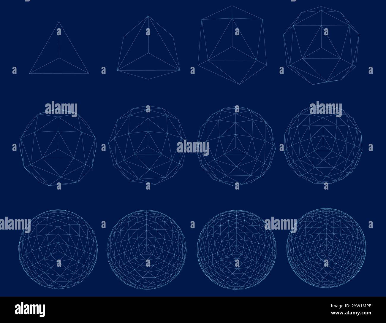Grid spheres. 3D globes with abstract net or wireframe for chemical or ...