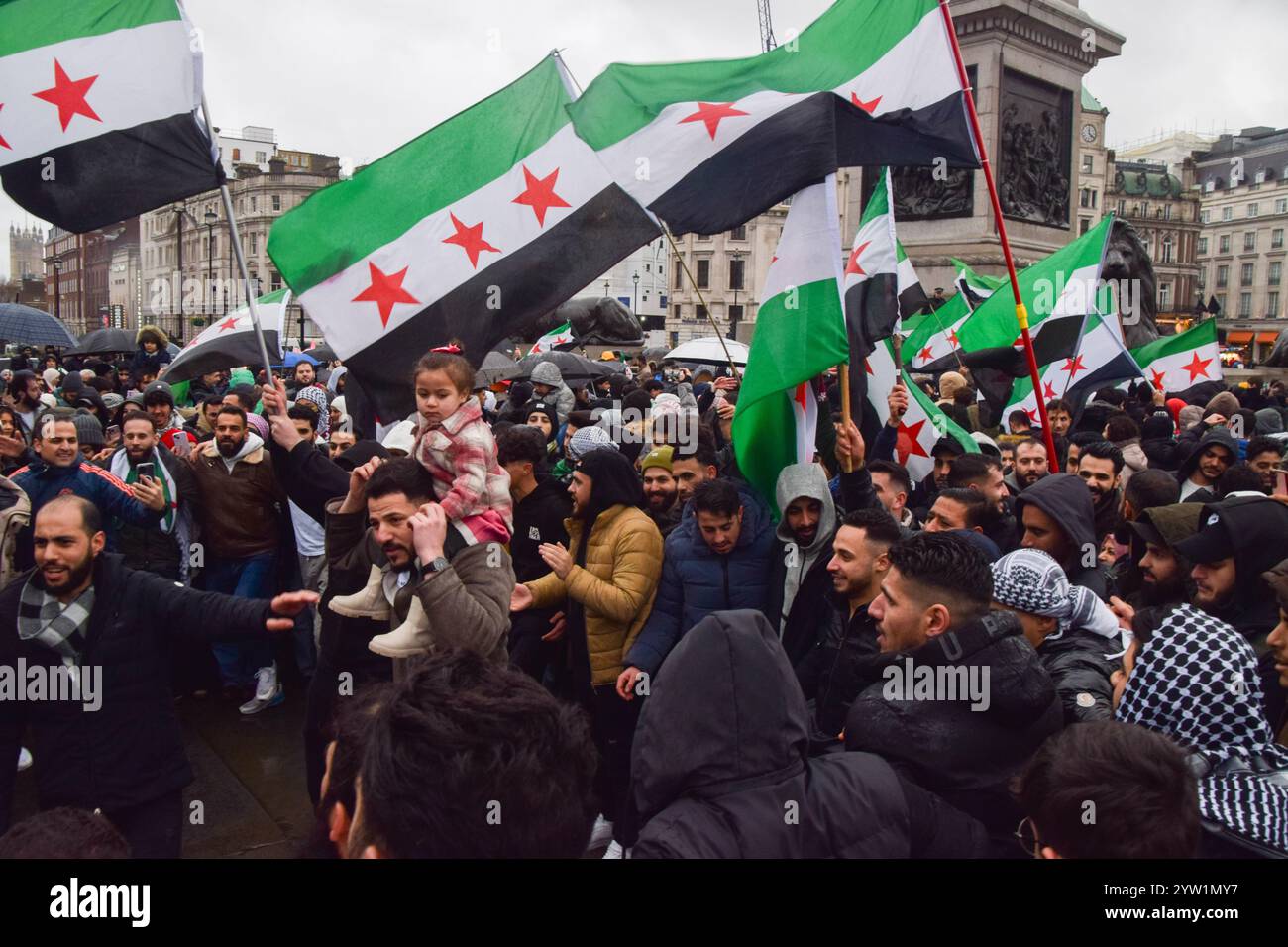 London, UK. 8th December 2024. Members of the Syrian community and ...