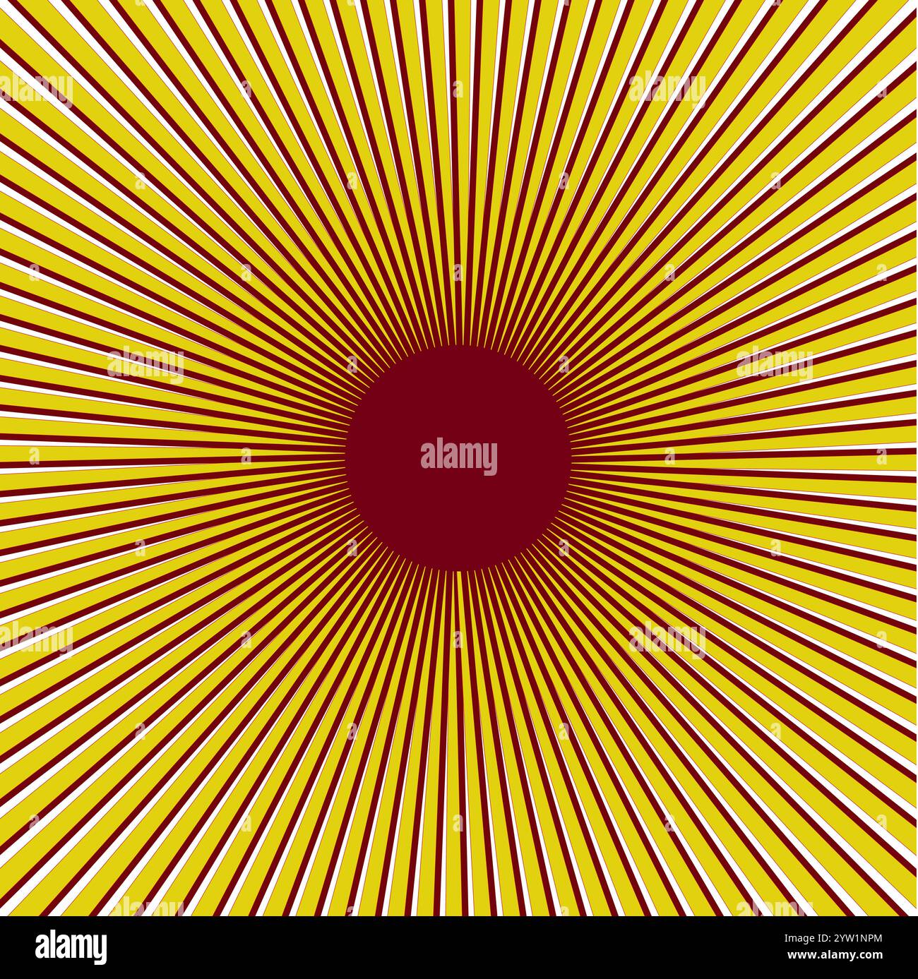 Sunburst vector design. Radiant yellow lines. Bold red center. Dynamic ...