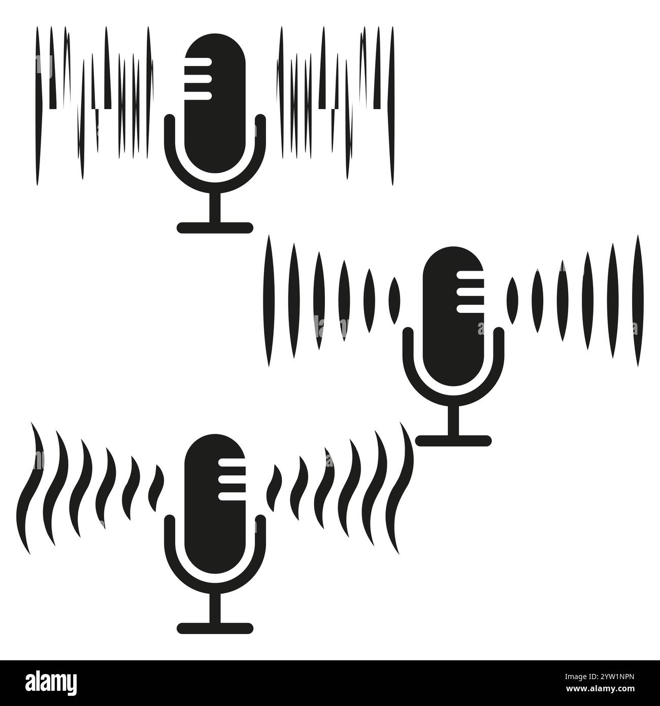 Microphone vector icon. Sound wave design. Audio recording symbol ...