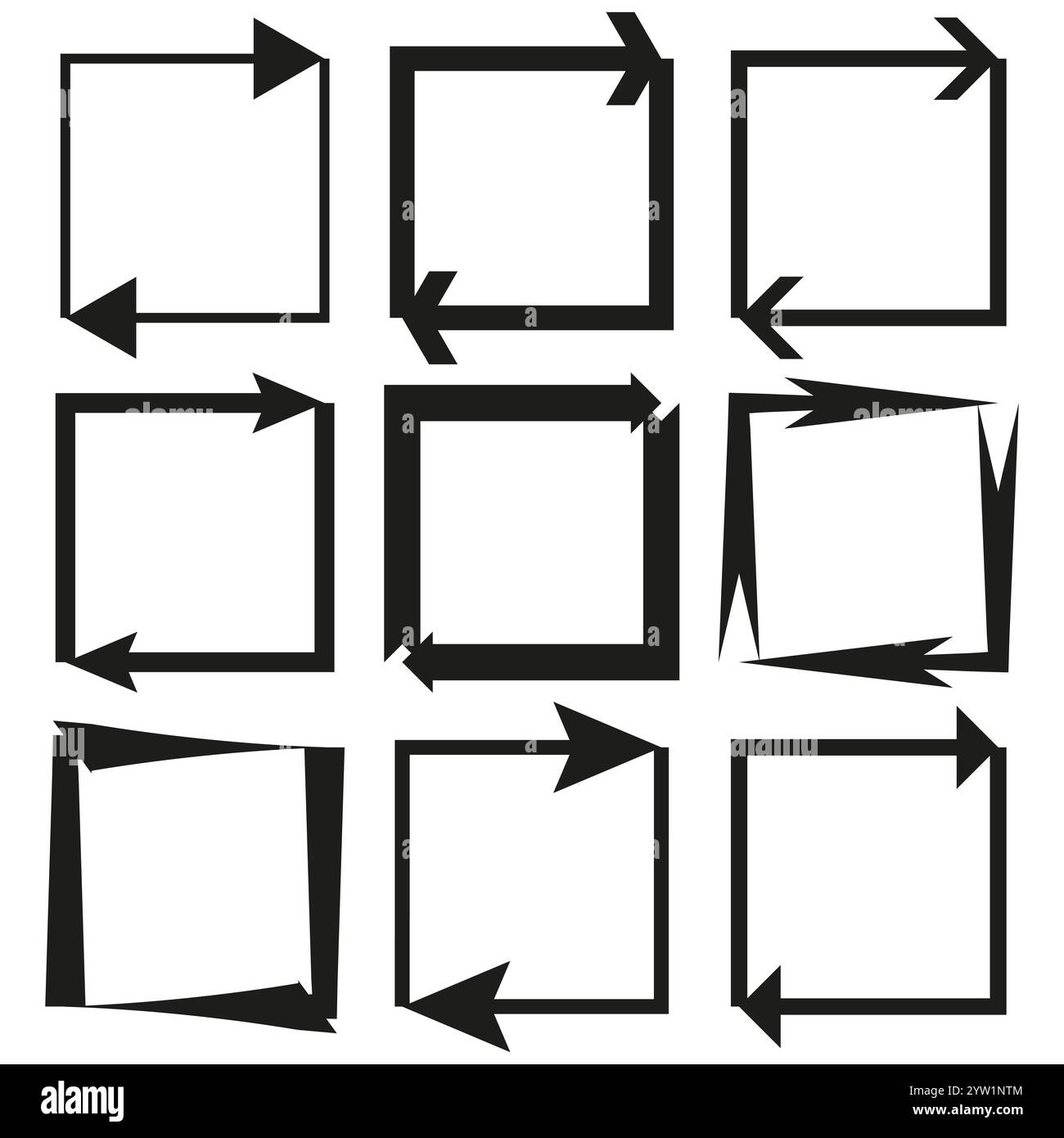 Arrow square design. Dynamic vector icons. Bold geometric shapes. Modern graphic set Stock ...