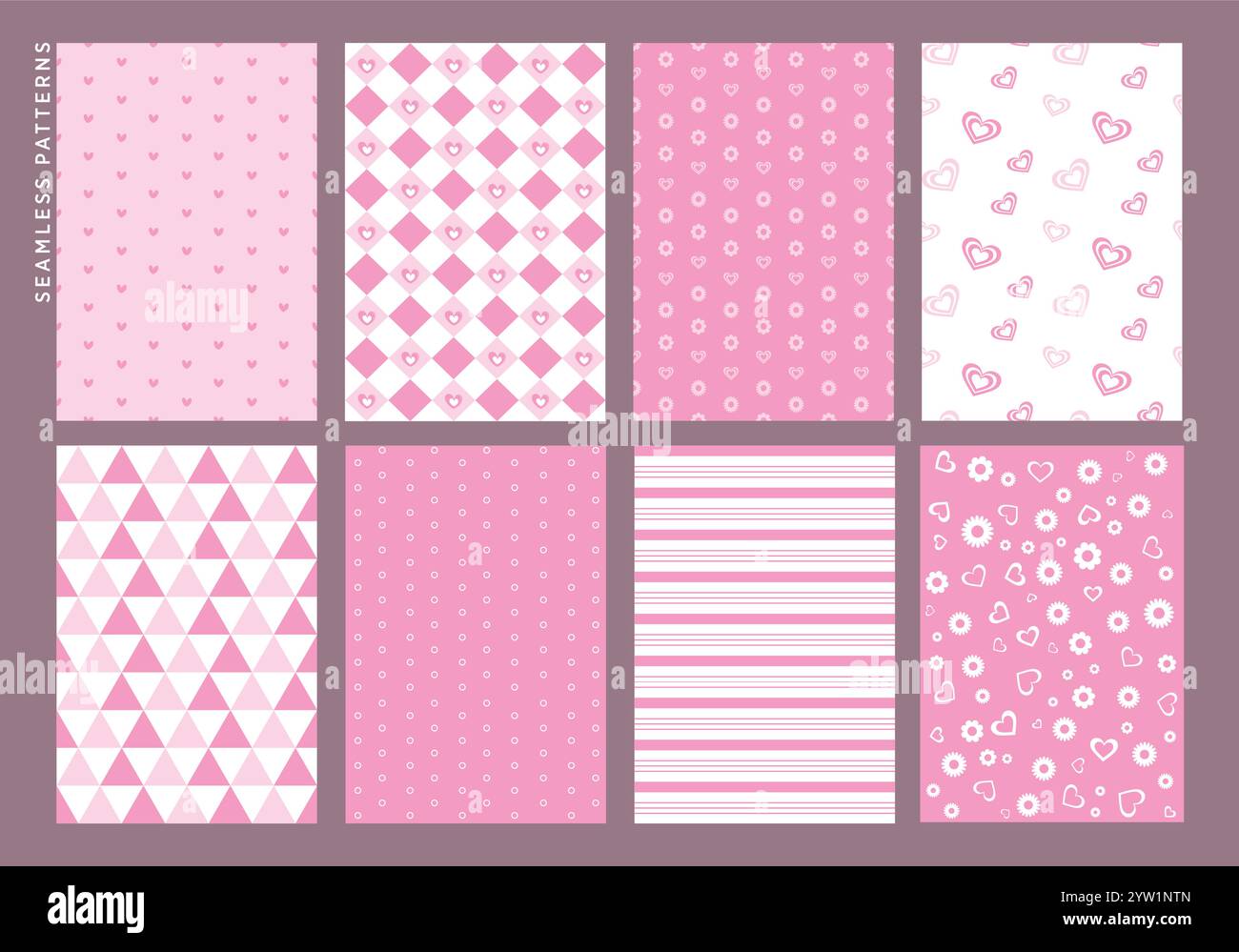 Heart seamless patterns clipart set. Endless and continuous pattern ...