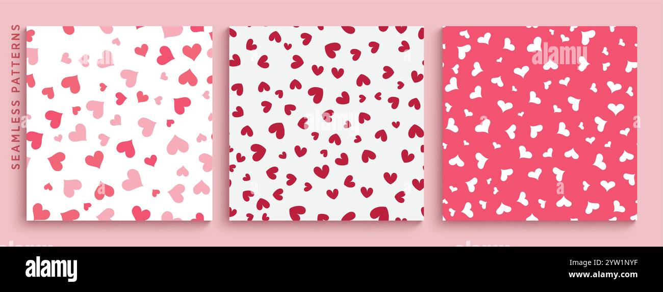 Hearts shapes seamless patterns clipart set. Seamless heart shape clip ...