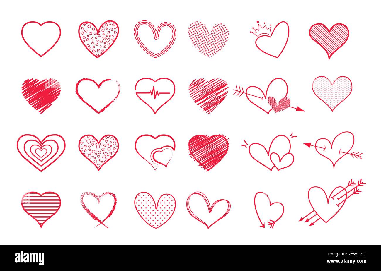 Heart outline clipart shape set. Red heart shape clip art love icon ...