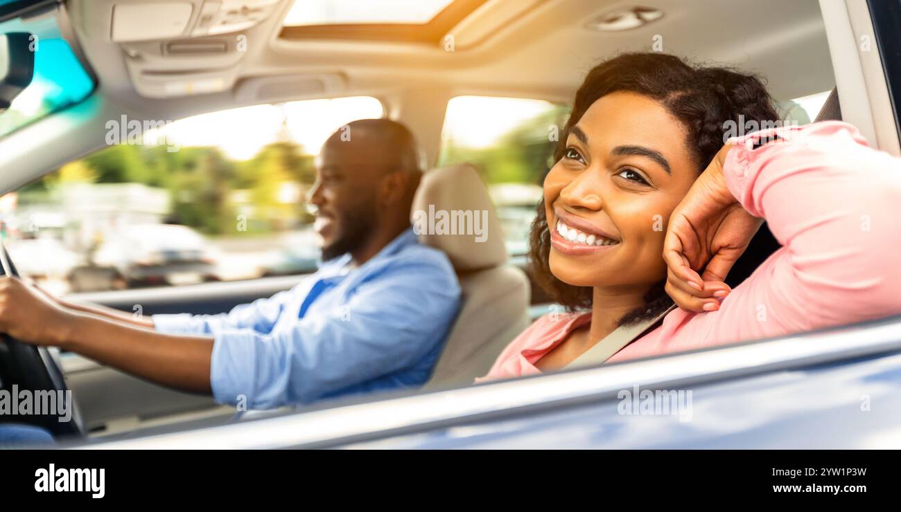 Black couple enjoying drive hi-res stock photography and images - Alamy