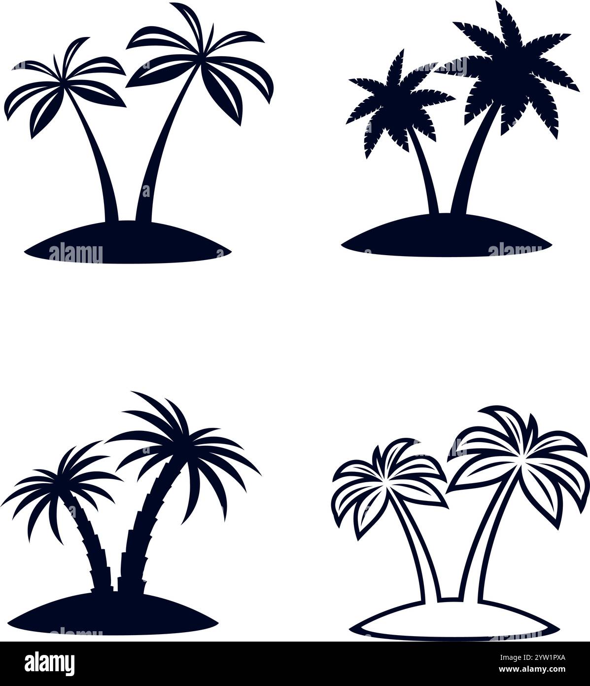 Collection of Black African Rainforest Coconut Trees or Tropical Palm ...