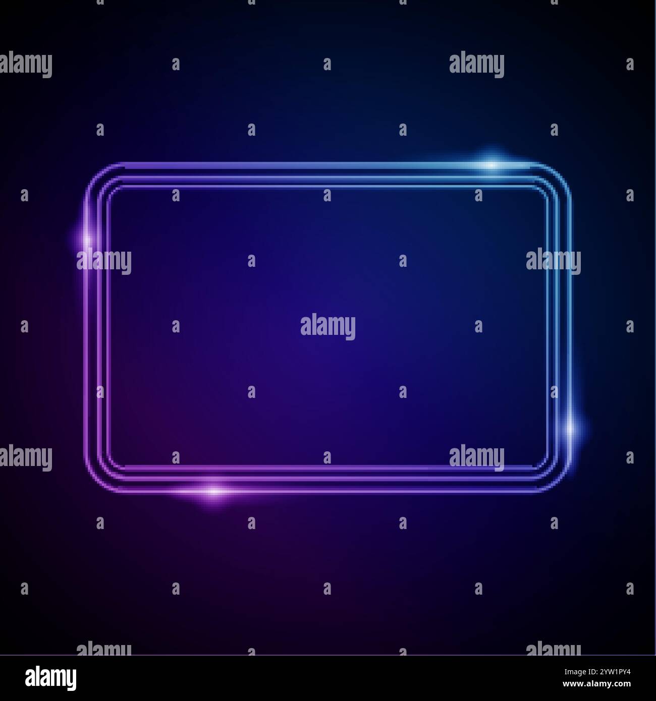 Neon Frame with Glow, and Sparkles. Electronic Luminous Rounded ...