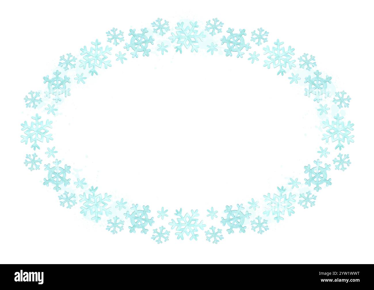 Snowflakes frame. Simple horizontal winter border with big and small ...
