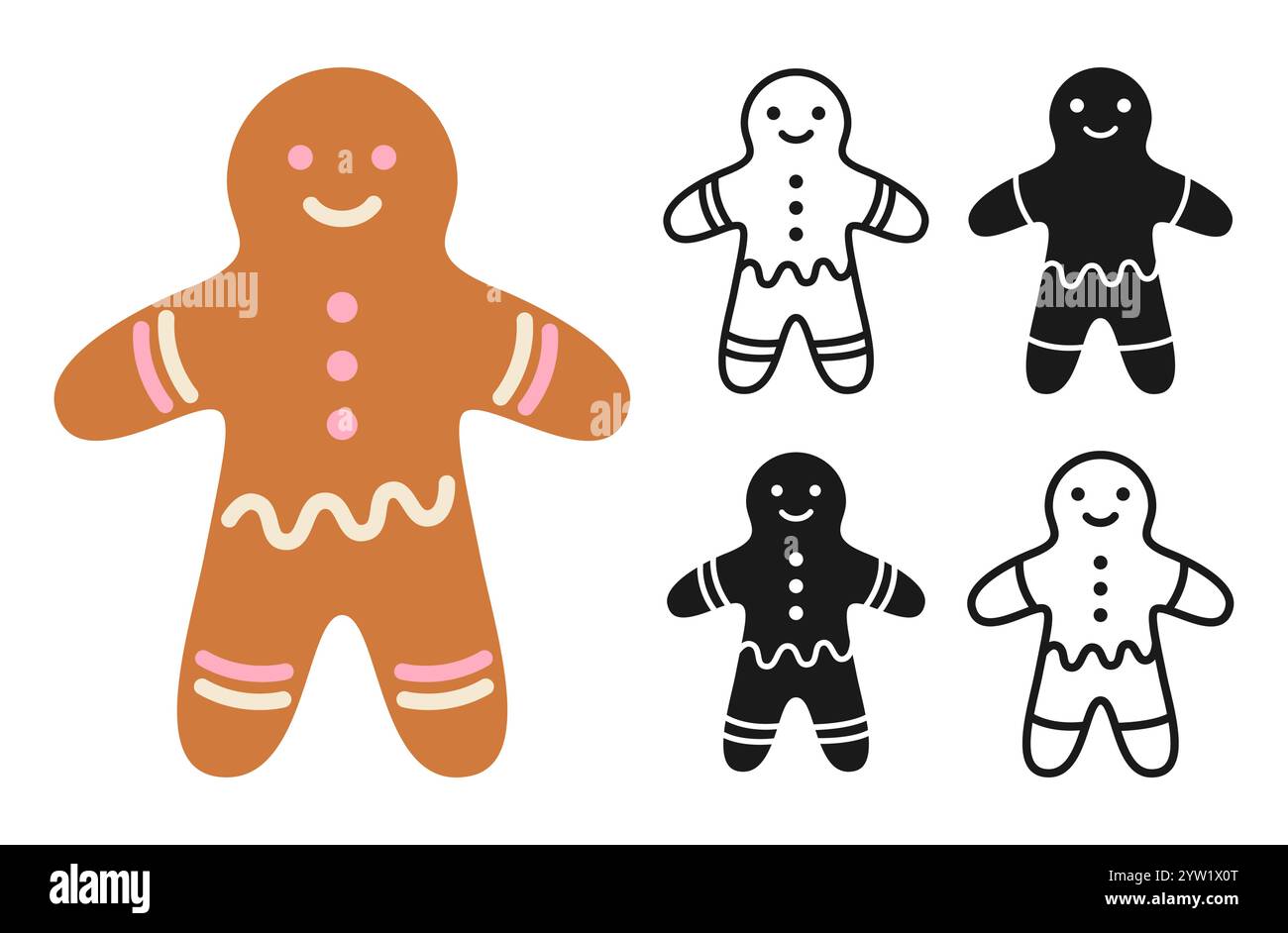 Christmas gingerbread man icon set. Graphic symbol New year. Xmas ...
