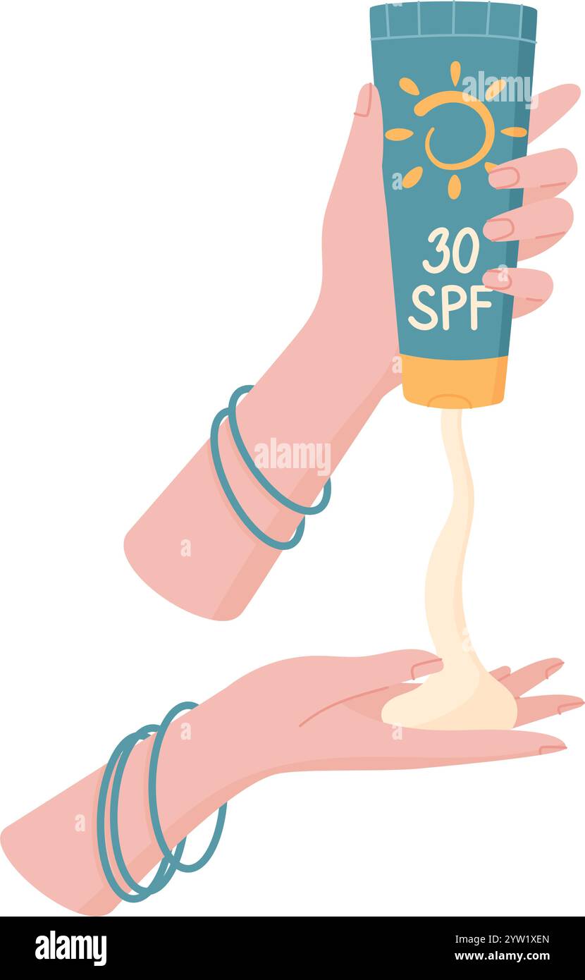 Hand Use Sun Block Cream Product Stock Vector Image & Art - Alamy