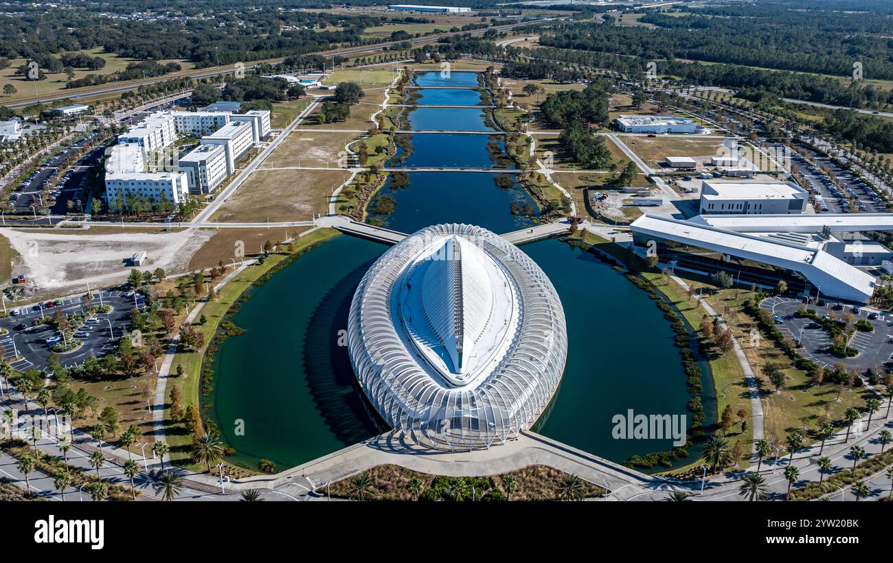 Polk City, FL, USA - December 7, 2024: Afternoon aerial view of the Innovation, Science, and ...