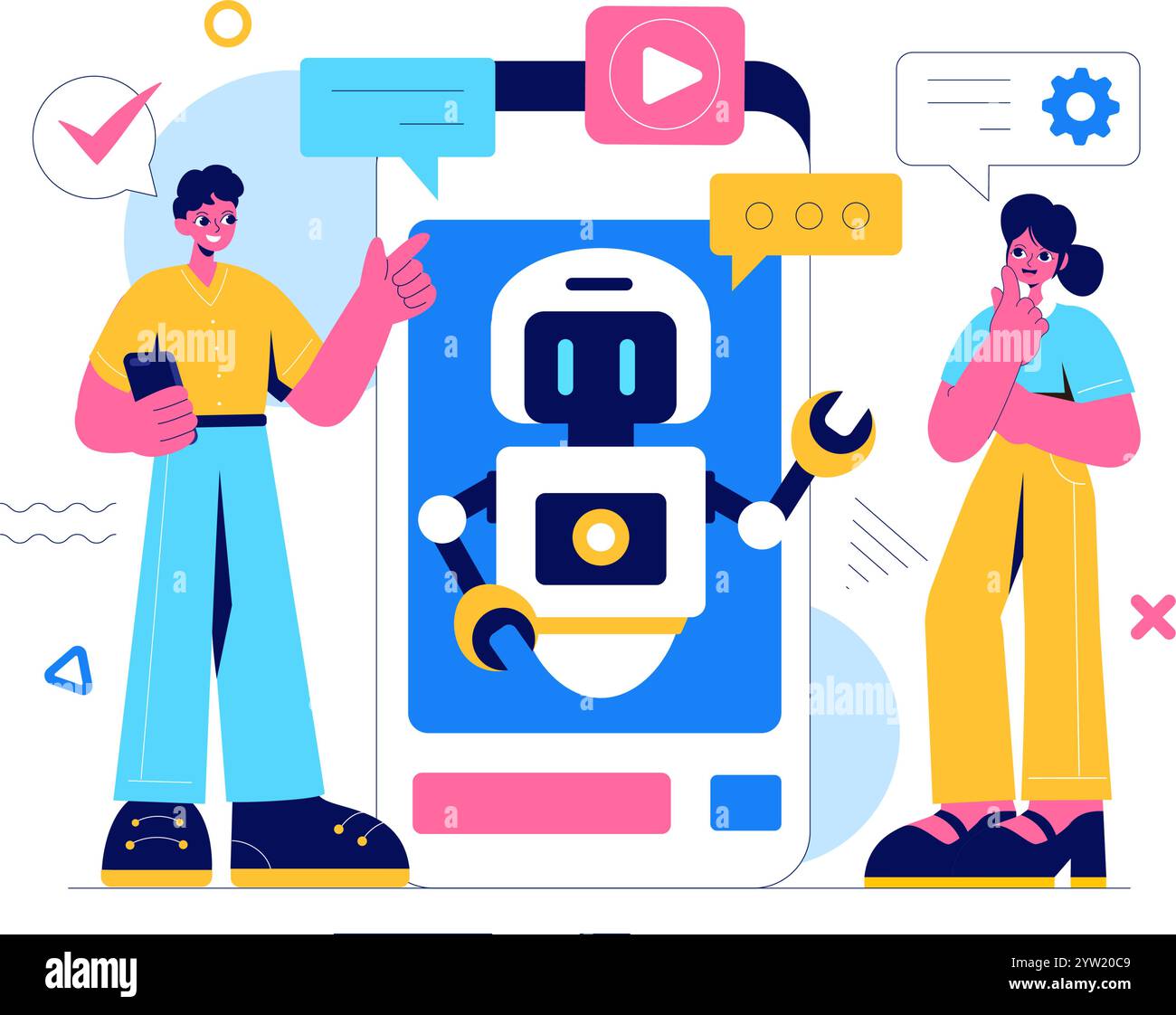 Artificial Intelligence Vector Illustration featuring a Digital Brain, Technology, and ...