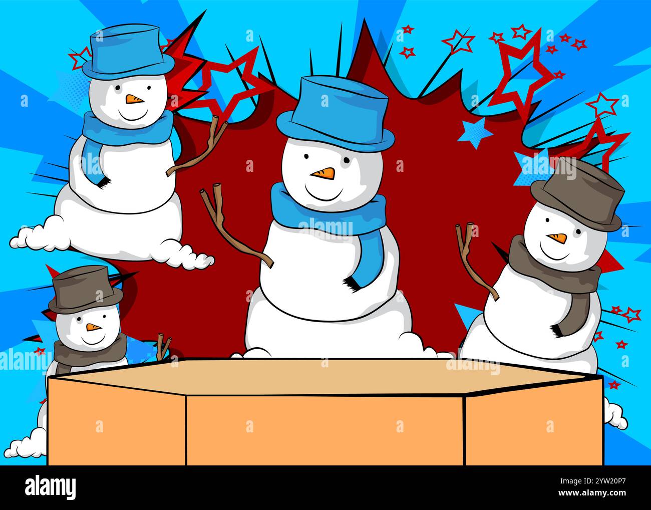 Comic Book Product podium stage for mockup presentation with Snowman ...
