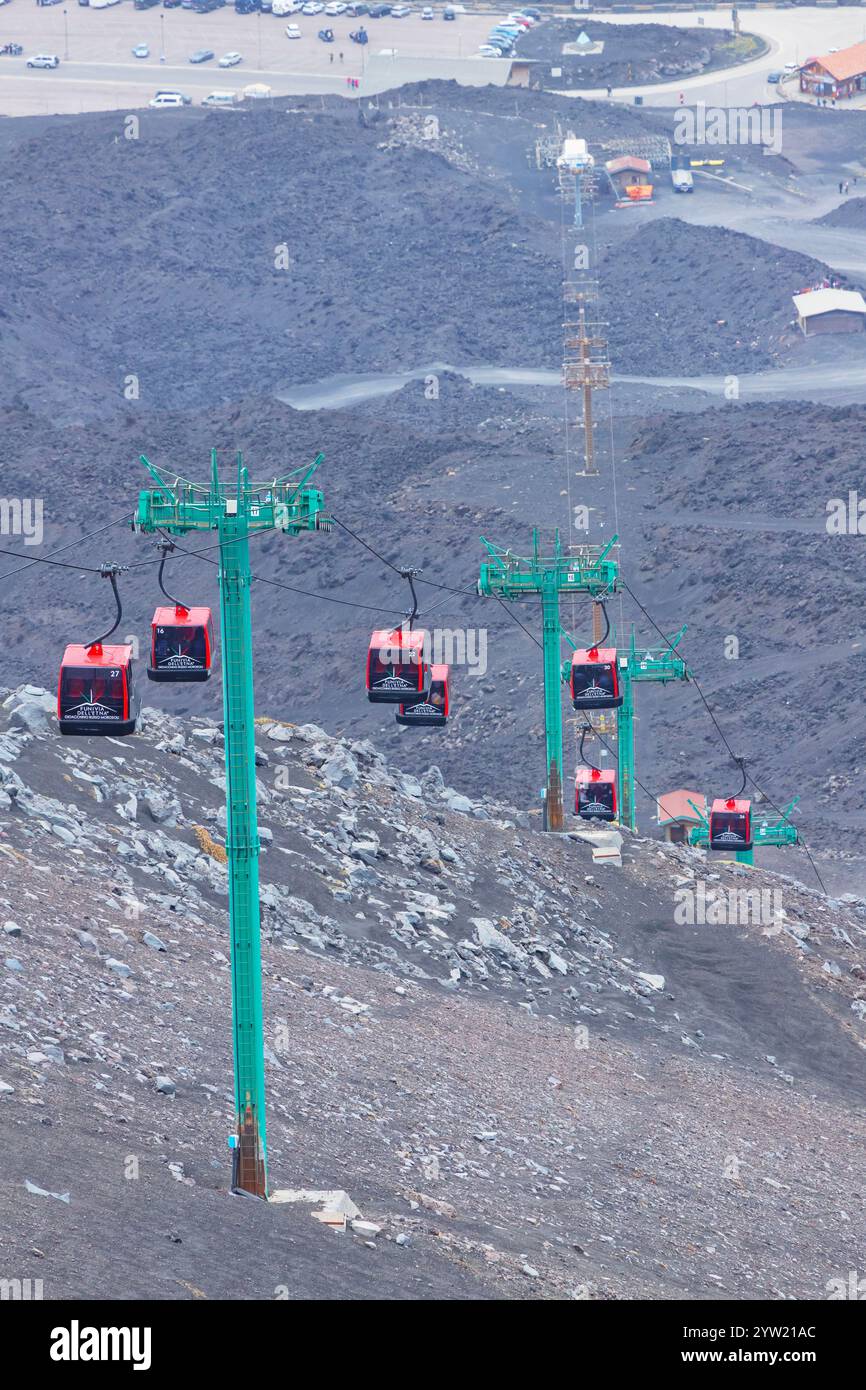 Mount etna cable car, Etna, Sicily, Italy Stock Photo - Alamy
