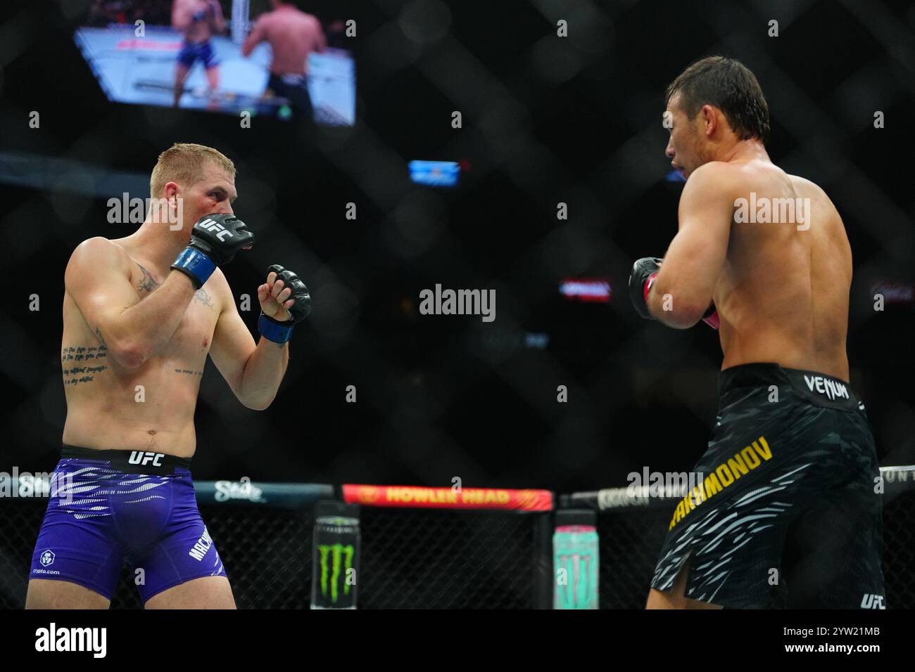 LAS VEGAS, NV -DECEMBER 7:Shavkat Rakhmonov and Ian Machado Garry meet ...