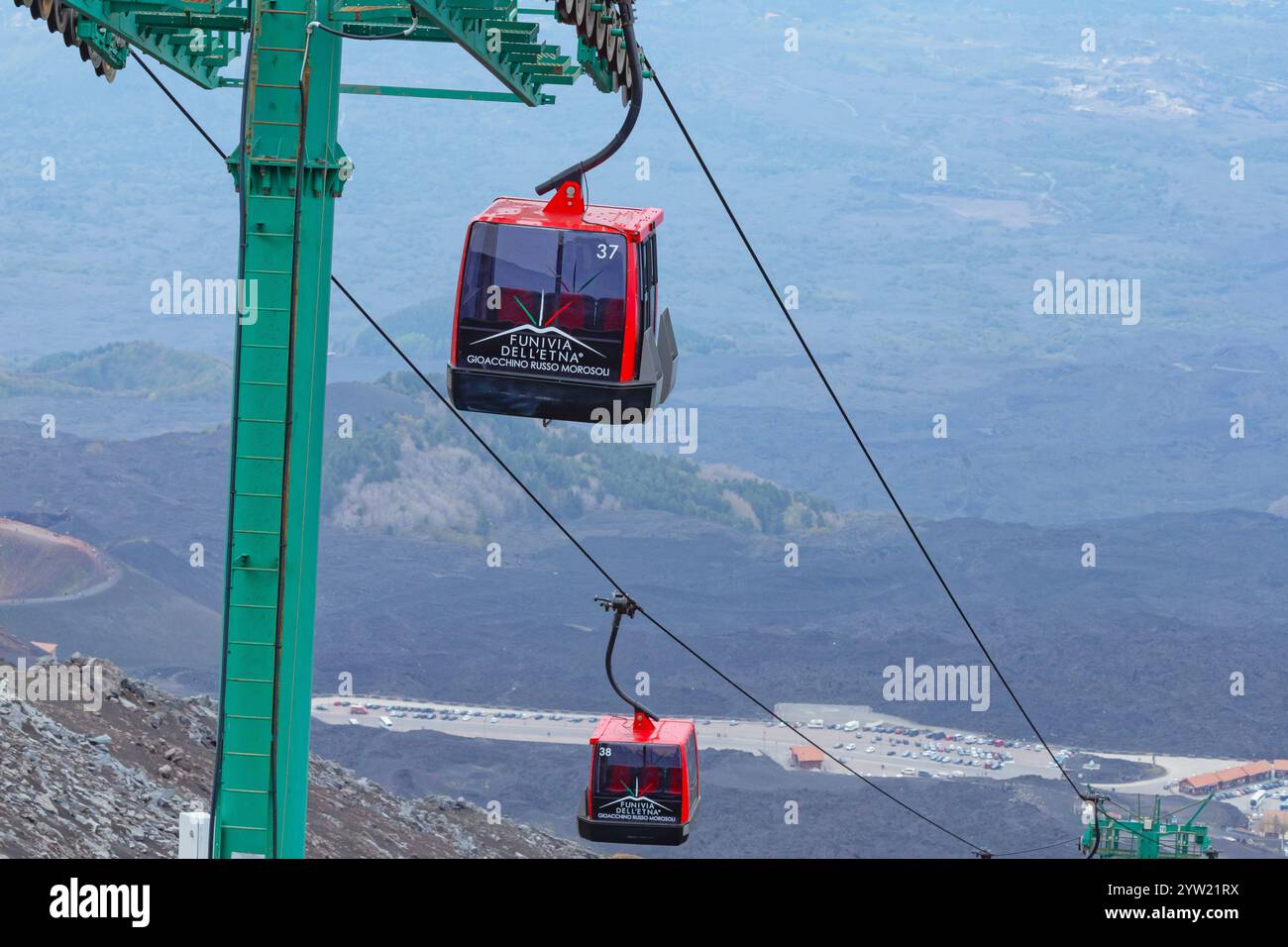 Mount etna cable car, Etna, Sicily, Italy Stock Photo - Alamy