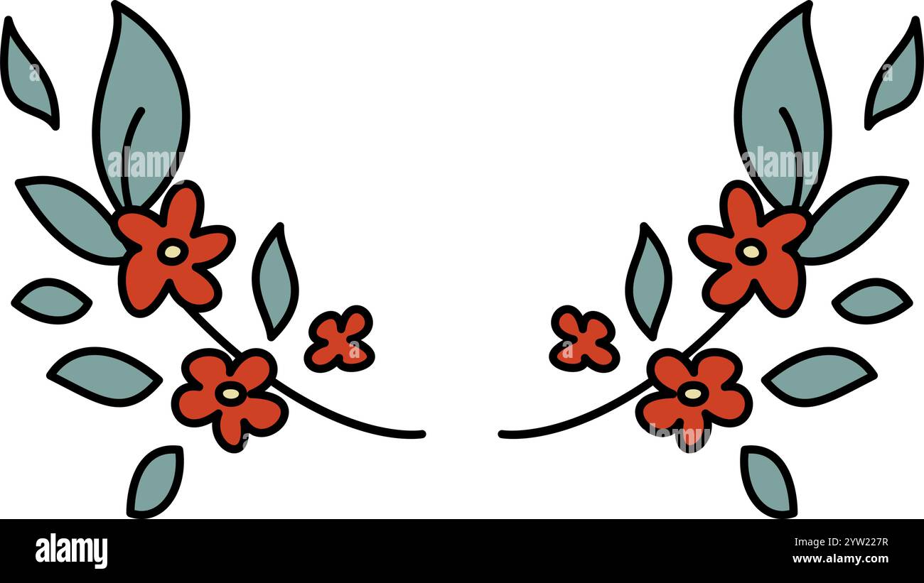 Symmetrical Floral Branch Design vector Stock Vector Image & Art - Alamy