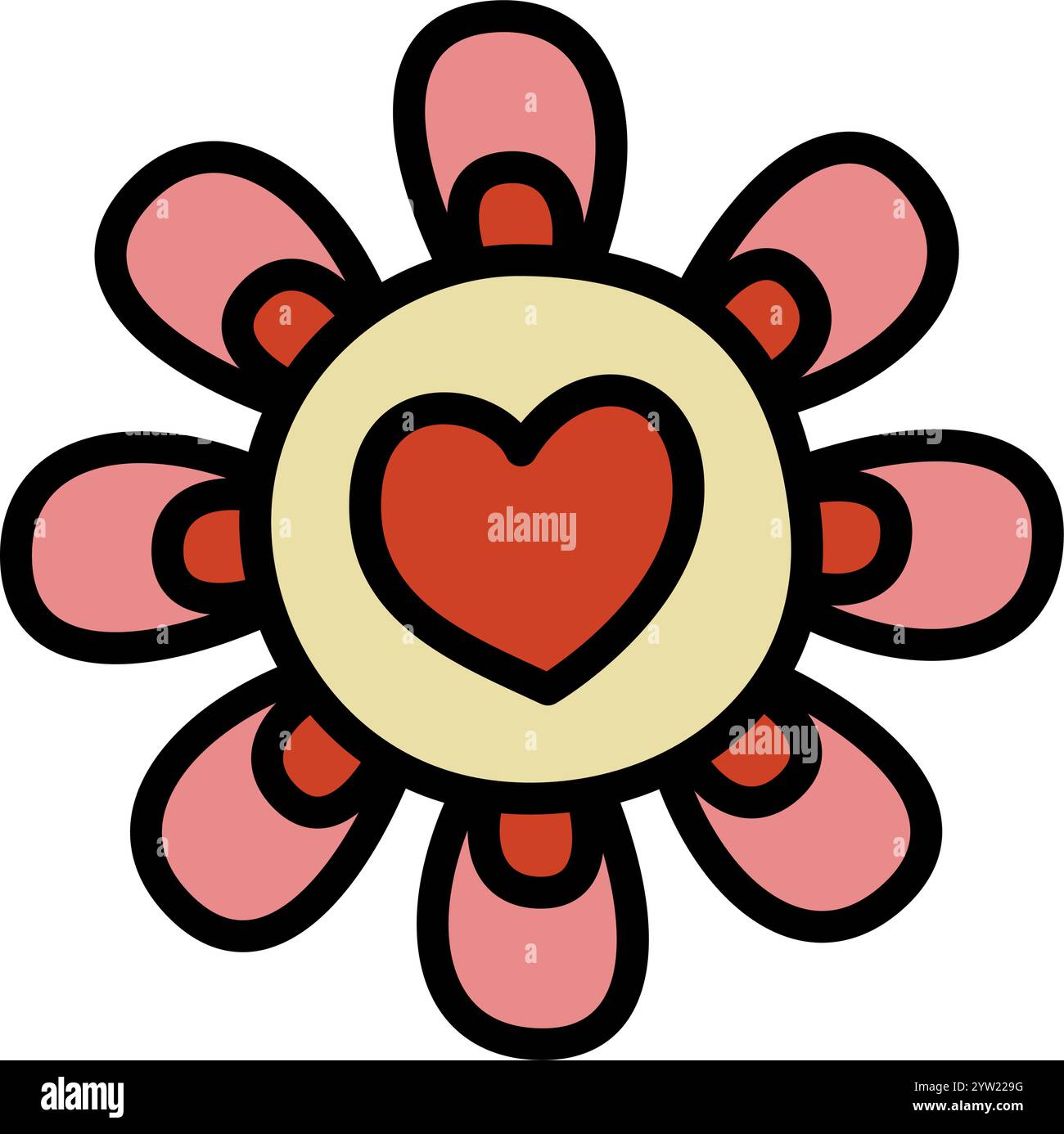 Flower outline heart Stock Vector Images - Alamy