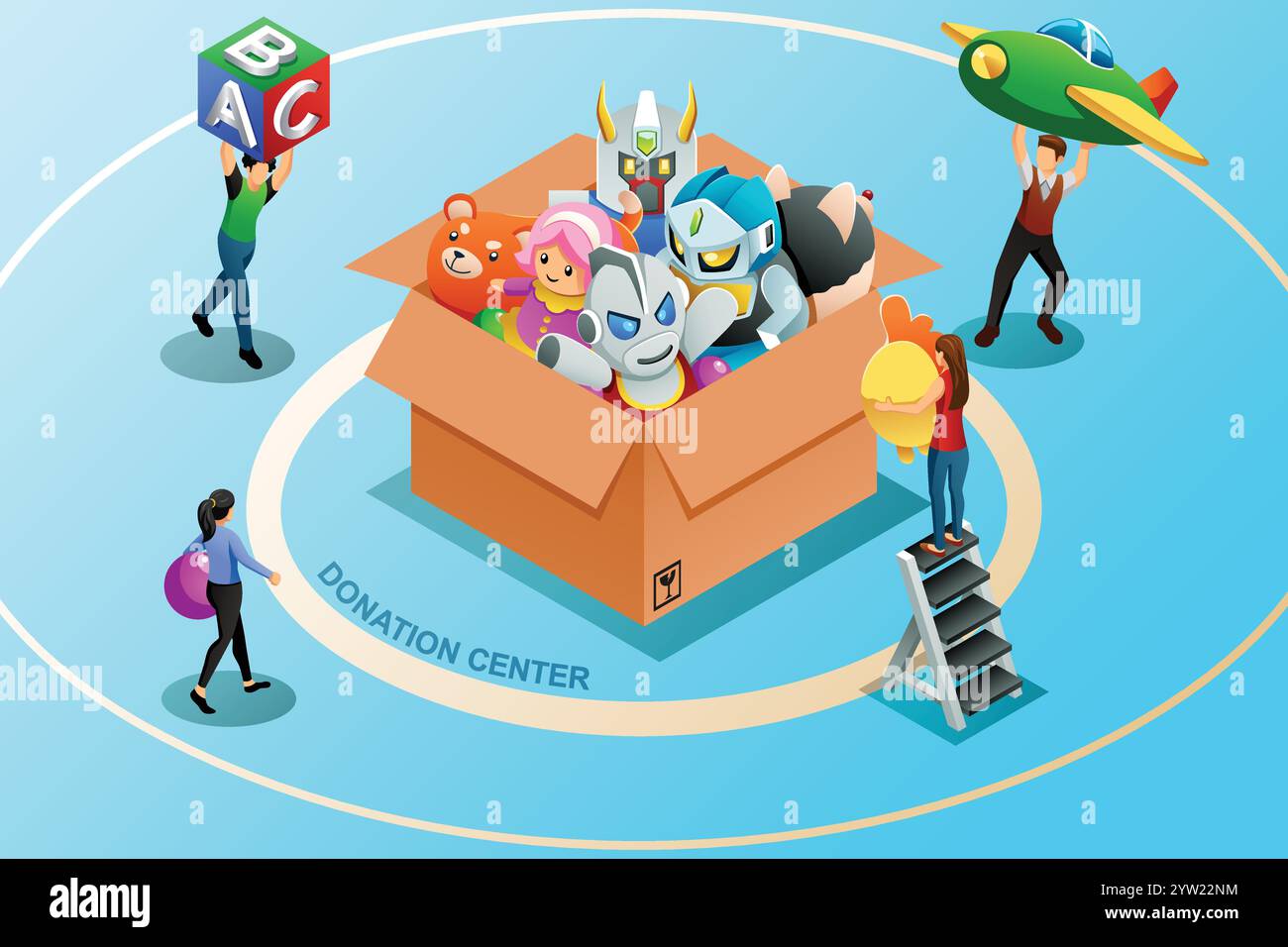 A vector illustration of Isometric Toy Donation Concept Stock Vector ...
