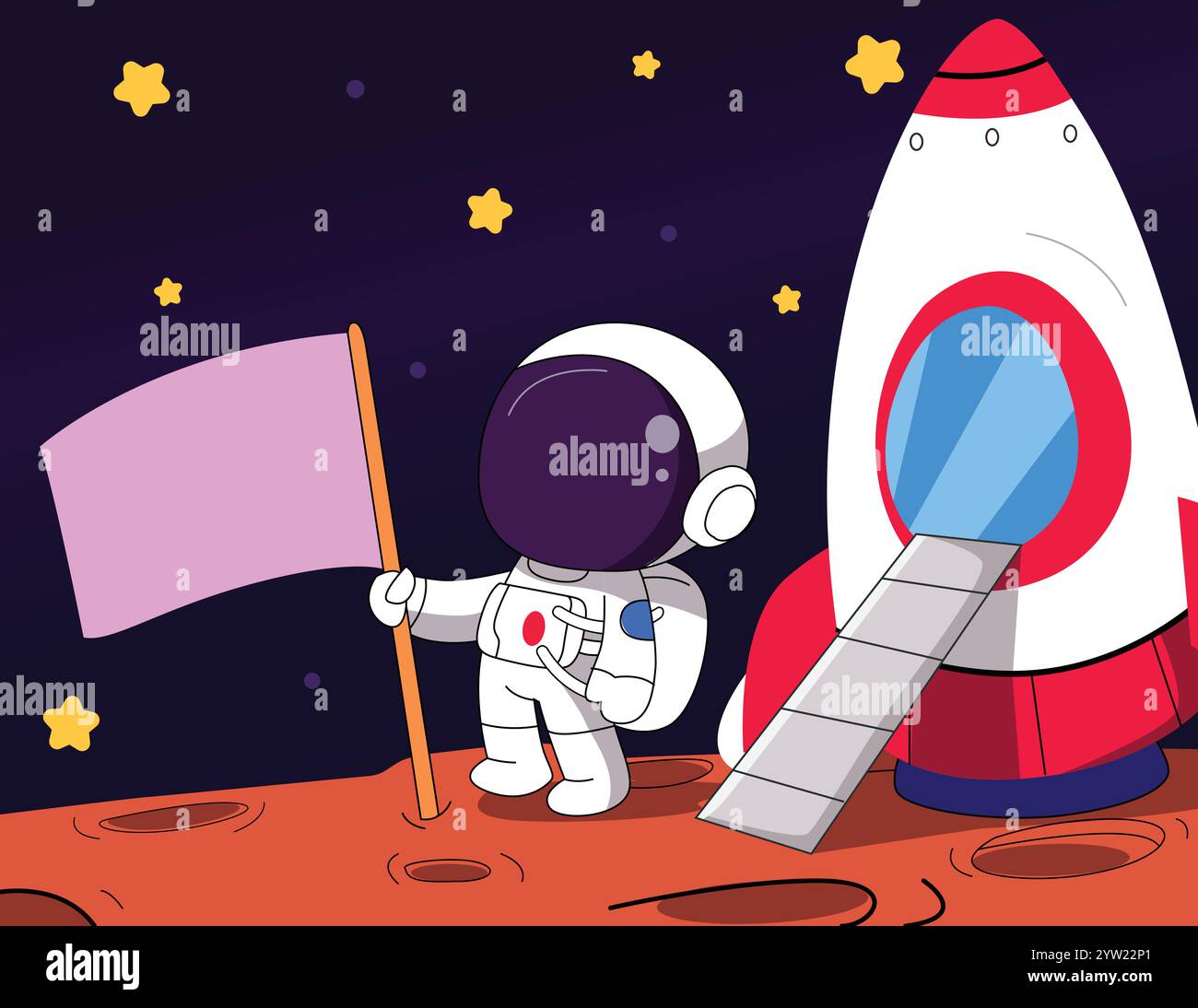 A vector illustration of Astronaut and Rocket Ship in Outer Space Stock ...
