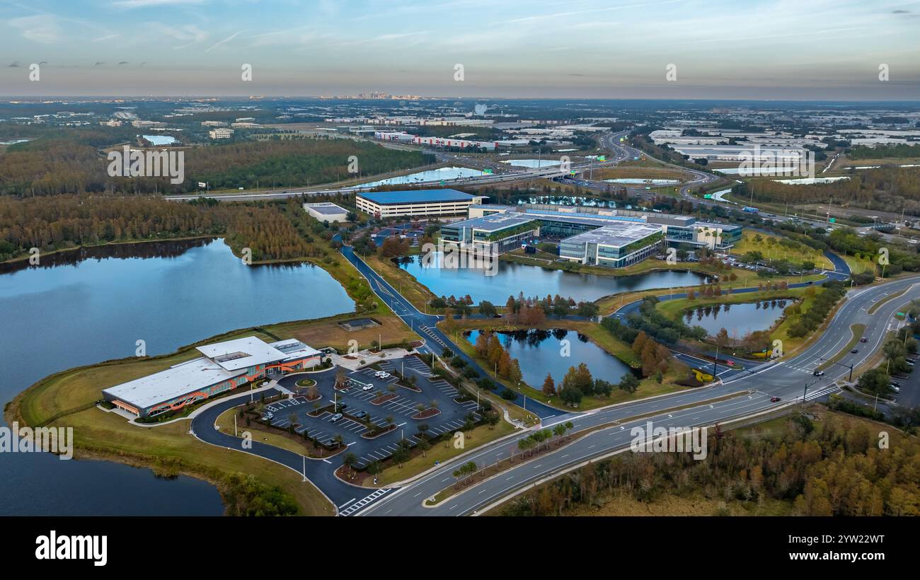 Orlando, FL, USA - December 6, 2024: Late afternoon aerial view of a Darden Restaurants ...