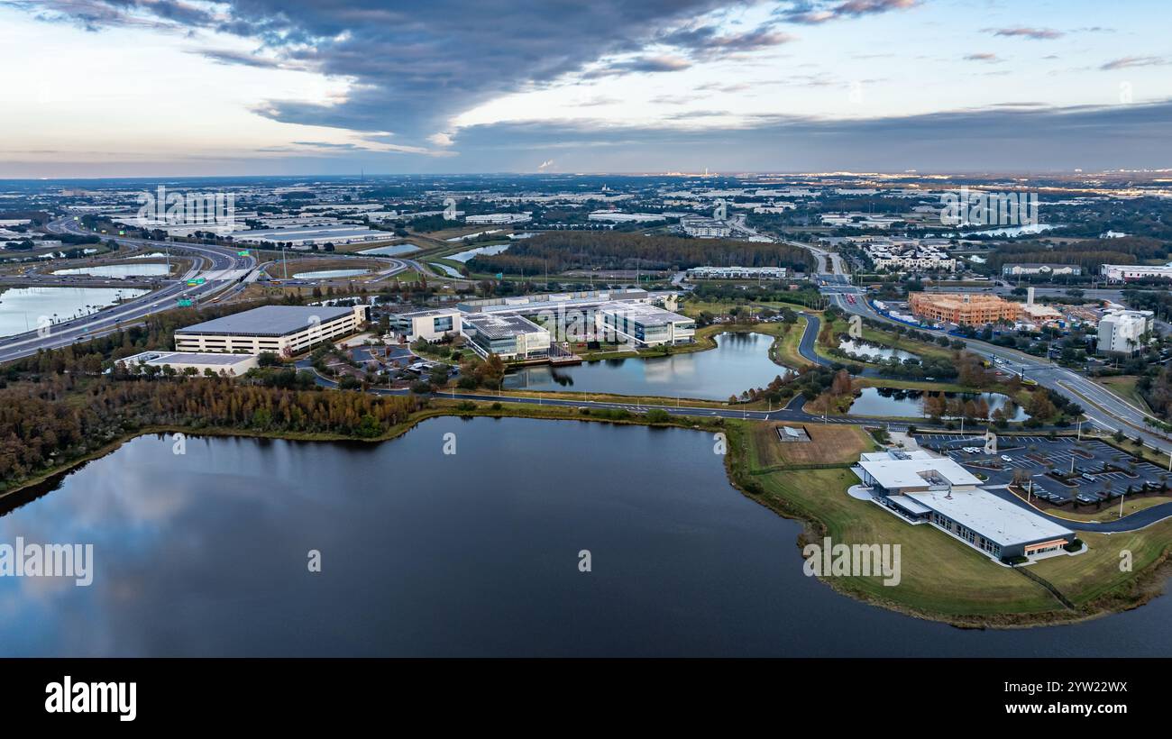 Orlando, FL, USA - December 6, 2024: Late afternoon aerial view of a Darden Restaurants ...