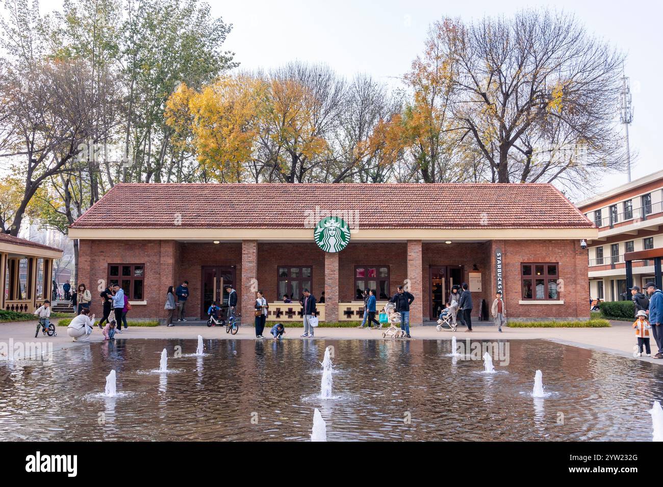 A Starbucks coffee shop, renovated from an old factory building Stock ...