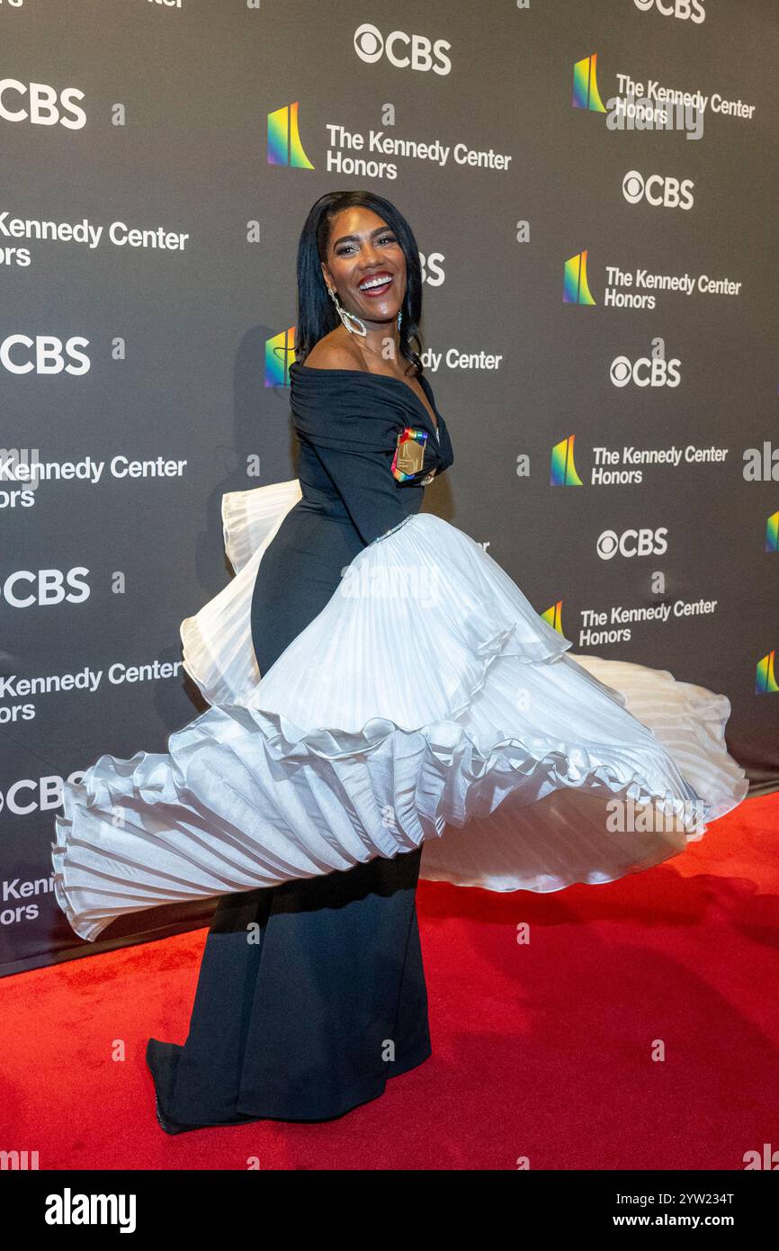 Opera singer J'Nai Bridges poses on the red carpet for the 2024 Kennedy ...