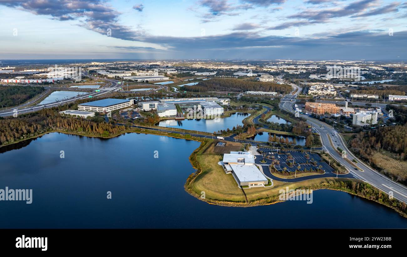 Orlando, FL, USA - December 6, 2024: Late afternoon aerial view of a Darden Restaurants ...