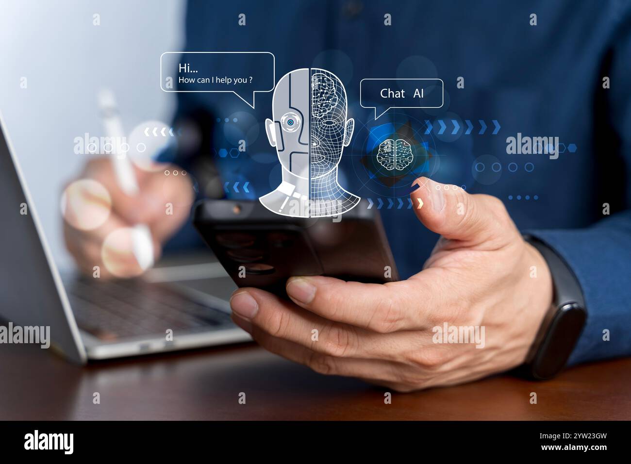Man touch bar Chat bot Chat with AI, Artificial Intelligence,System ... Man touch bar Chat bot Chat with AI, Artificial Intelligence,System ...