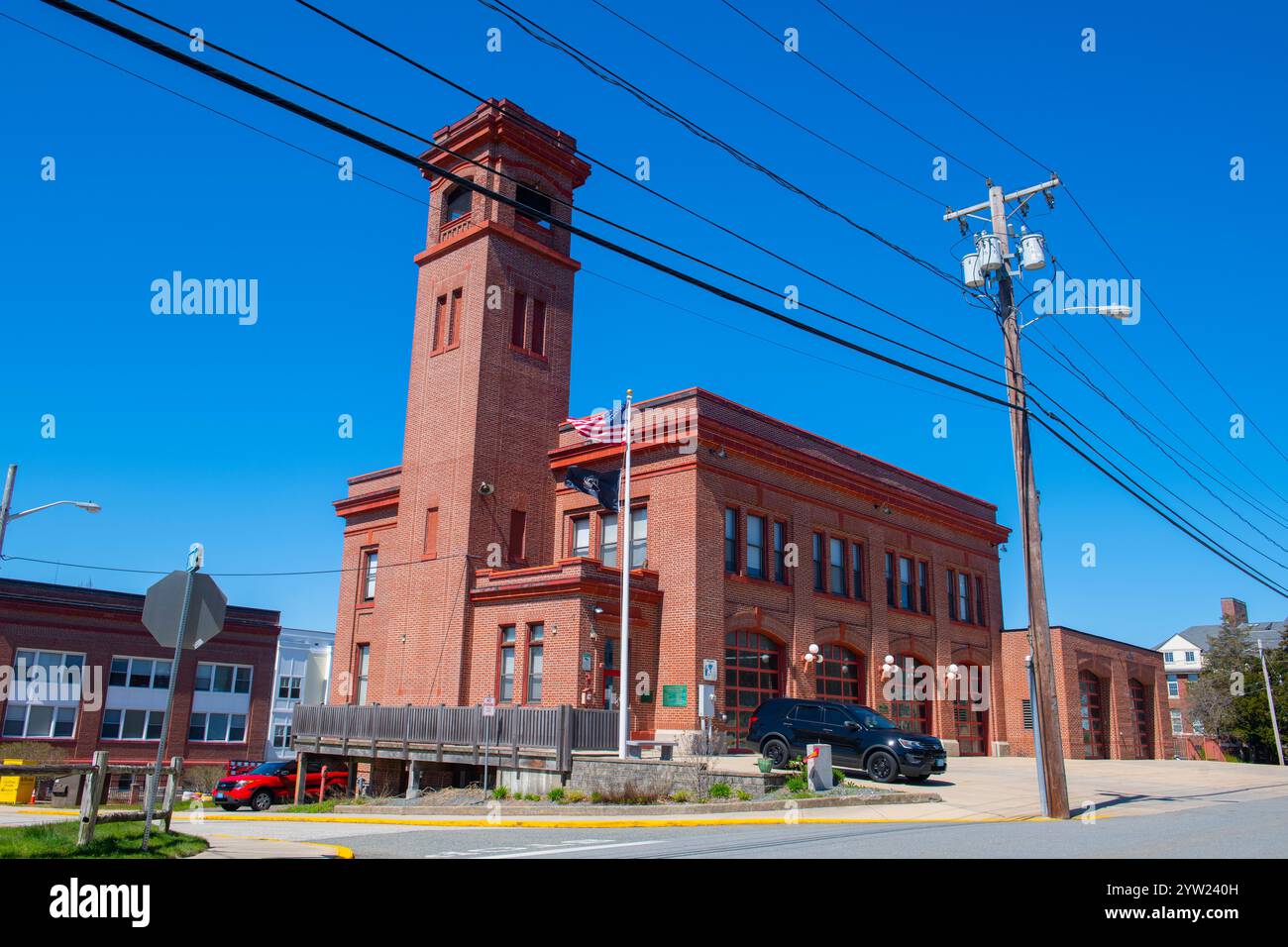 Hopedale Fire Department at 40 Dutcher Street in spring in historic ...