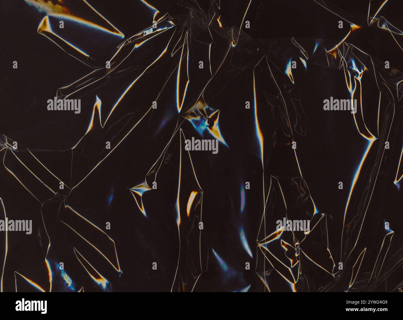 Wrinkled texture. Creased film overlay. Blue orange white color light ...