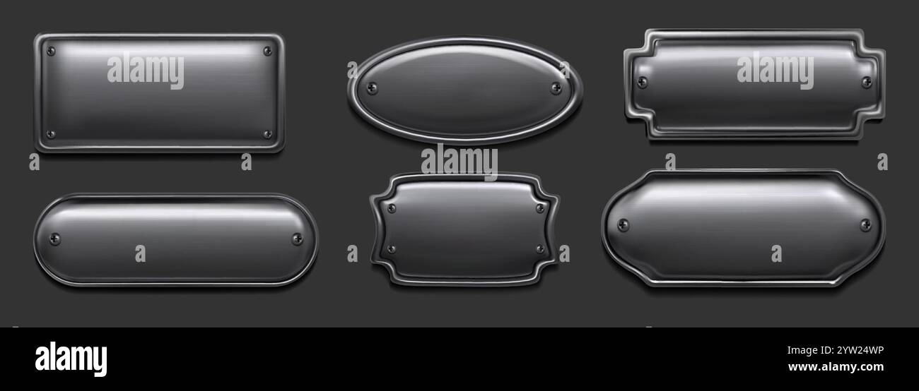 Iron plate. Metal silver plaque frame. Steel chrome texture for emblem ...